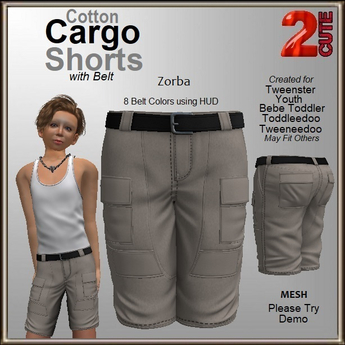 Second Life Marketplace - Cotton Dress Cargo Shorts [2cute] Zorba ...
